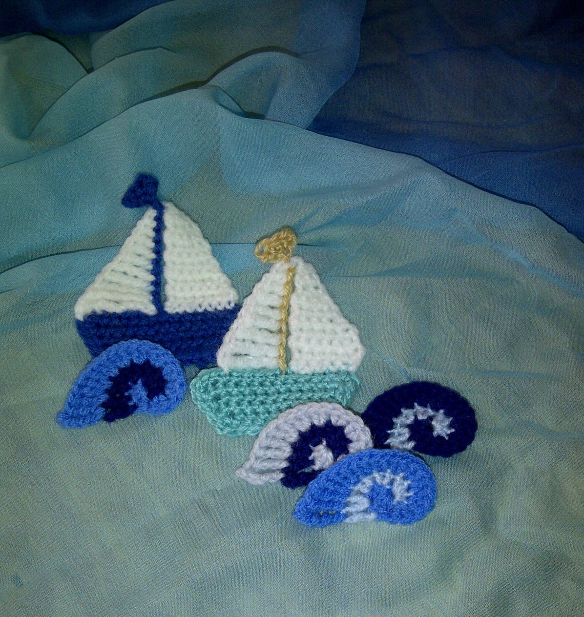 PATTERN Crocheted Boat and Wave Appliques by Binkleblossoms, Sailing ...
