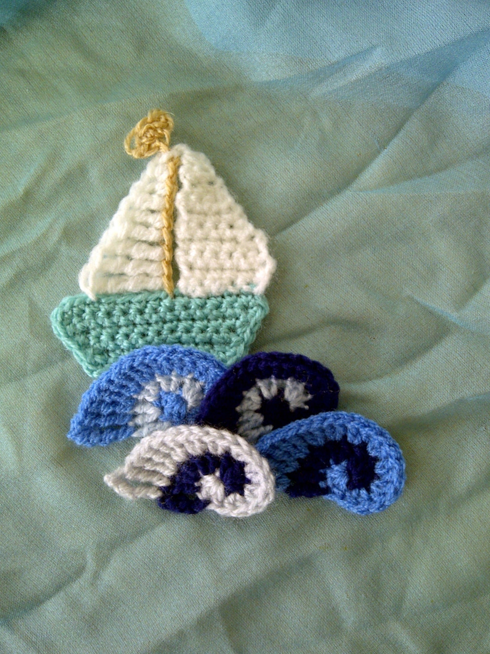 PATTERN Crocheted Boat and Wave Appliques by Binkleblossoms, Sailing ...