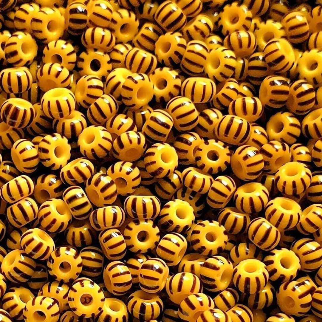 Dark Yellow Striped Czech Seed Beads: 5/0 Glass Rocailles, 4mm - Etsy