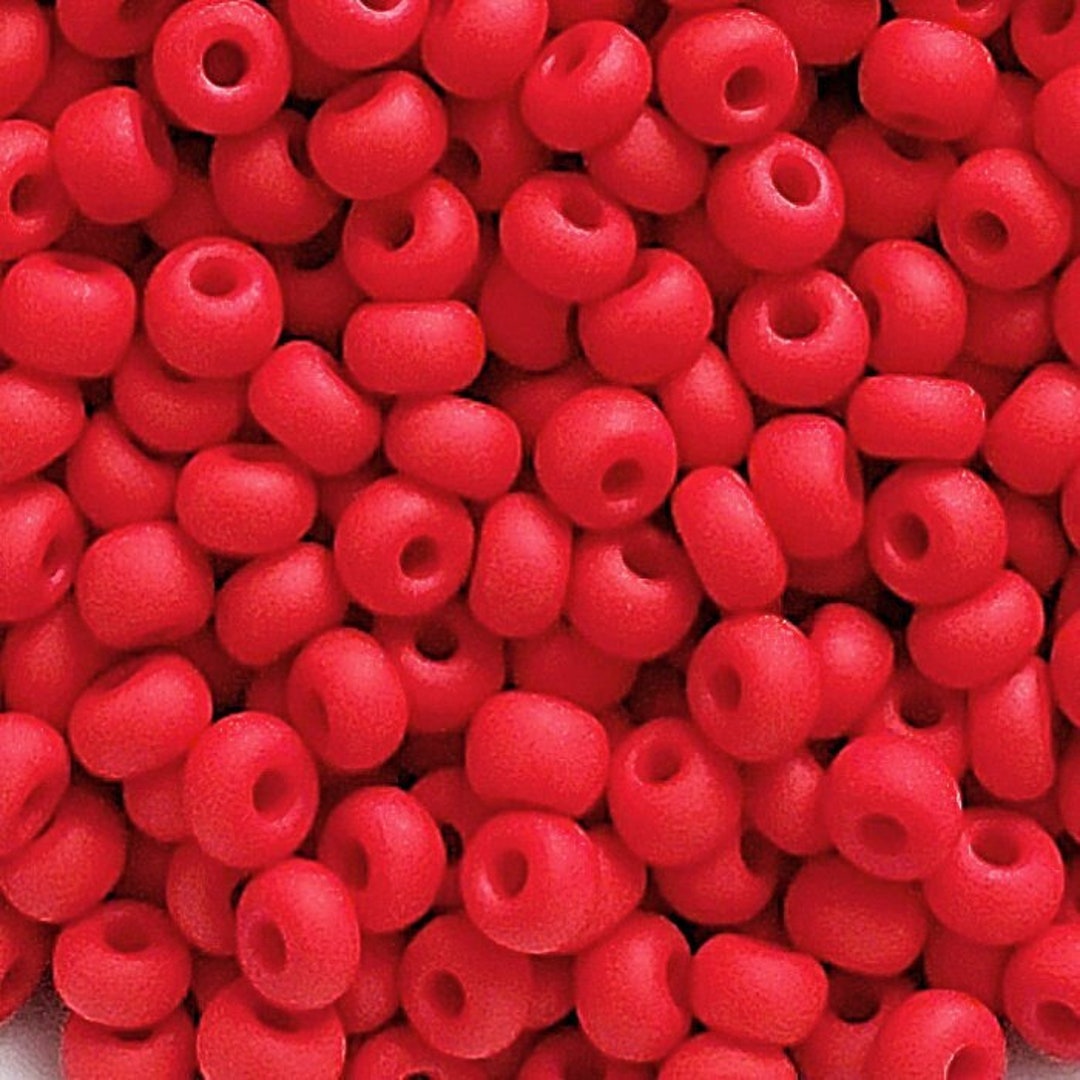 6/0 Matte Light Red Opaque | Preciosa Glass Czech Seed Beads 4mm E ...