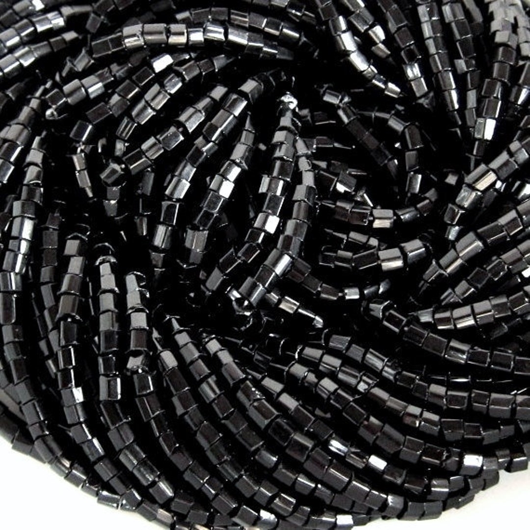 10/0 2 Cut Jet Black Opaque | Vintage Hex Glass Czech Seed Beads 2.1 Mm ...