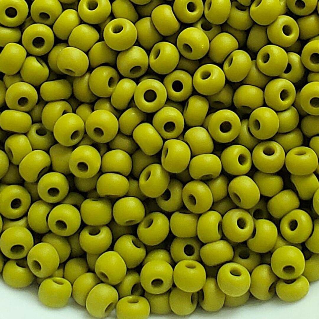 6/0 Matte Olive Green Natural Opaque | Preciosa Czech Seed Beads 4mm E ...
