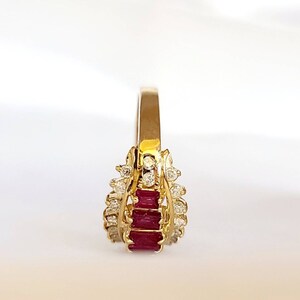 14 Kt Yellow Gold Diamond and Ruby Ring. - Etsy