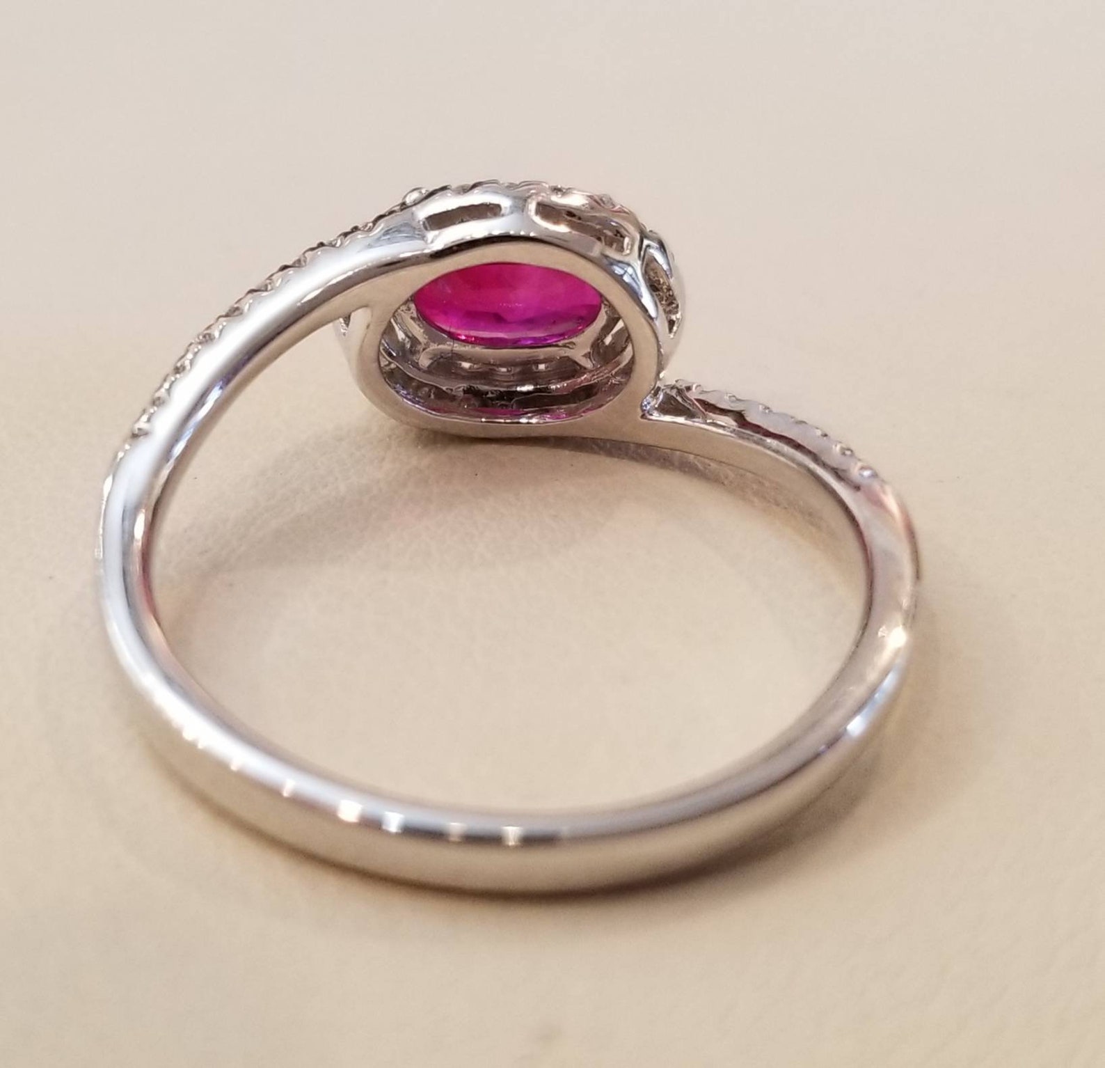 18 K White Gold Ruby and Diamond Ring | Etsy