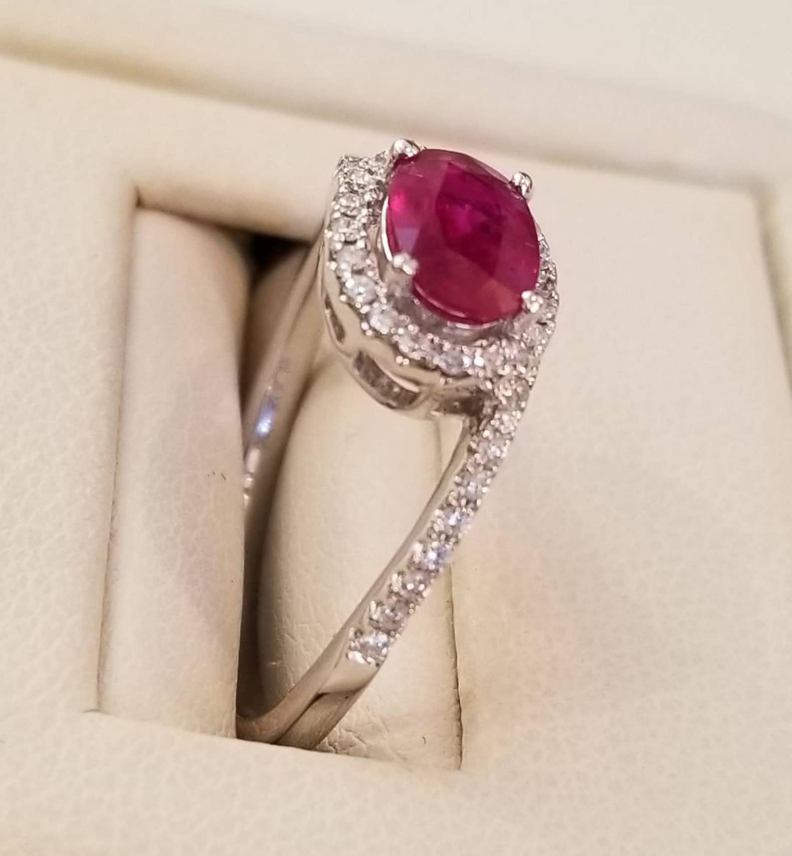 18 K White Gold Ruby and Diamond Ring | Etsy