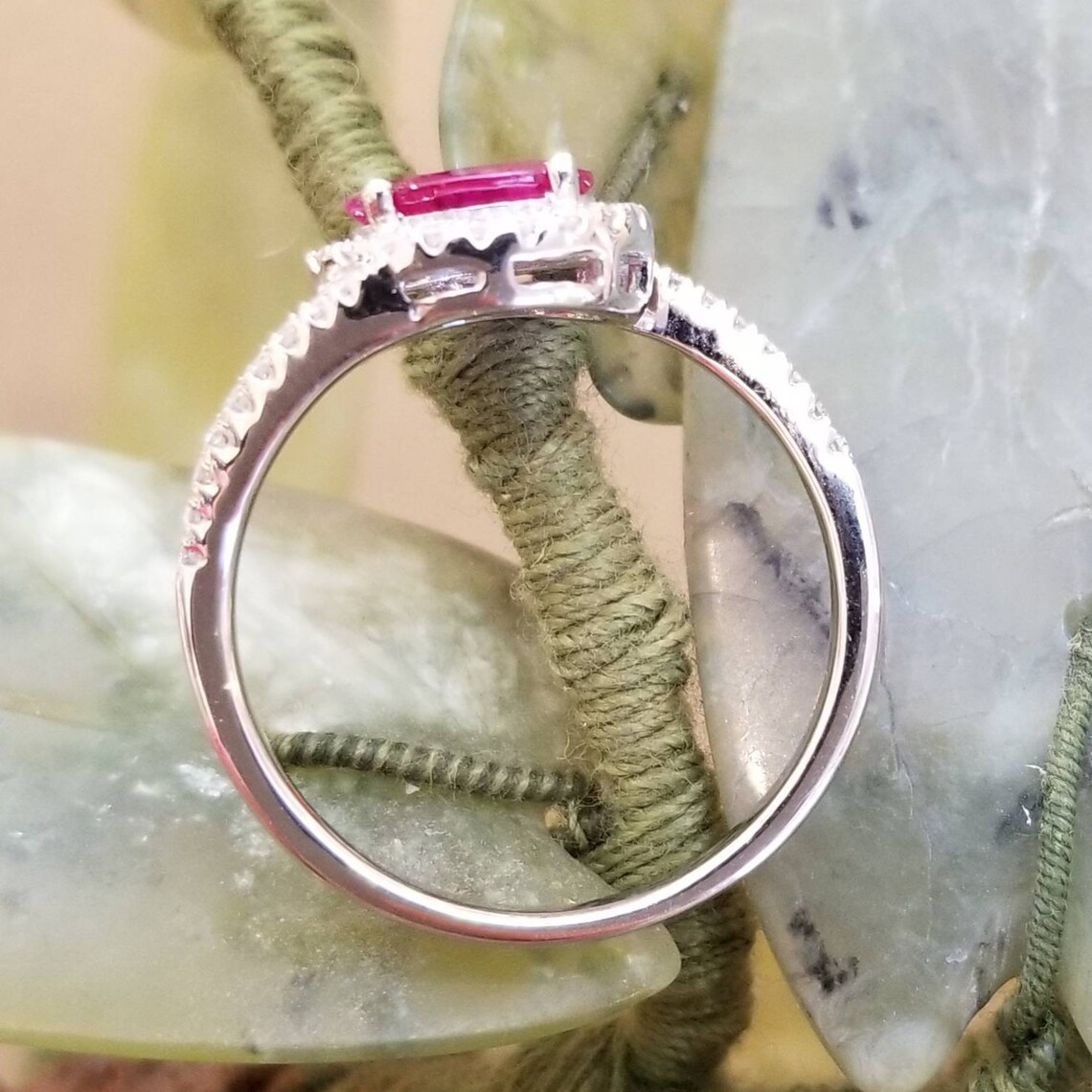 18 K White Gold Ruby and Diamond Ring | Etsy