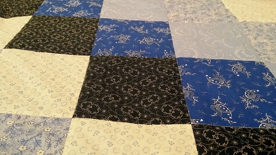 King Size Handmade Around the World Quilt, Blue - Etsy