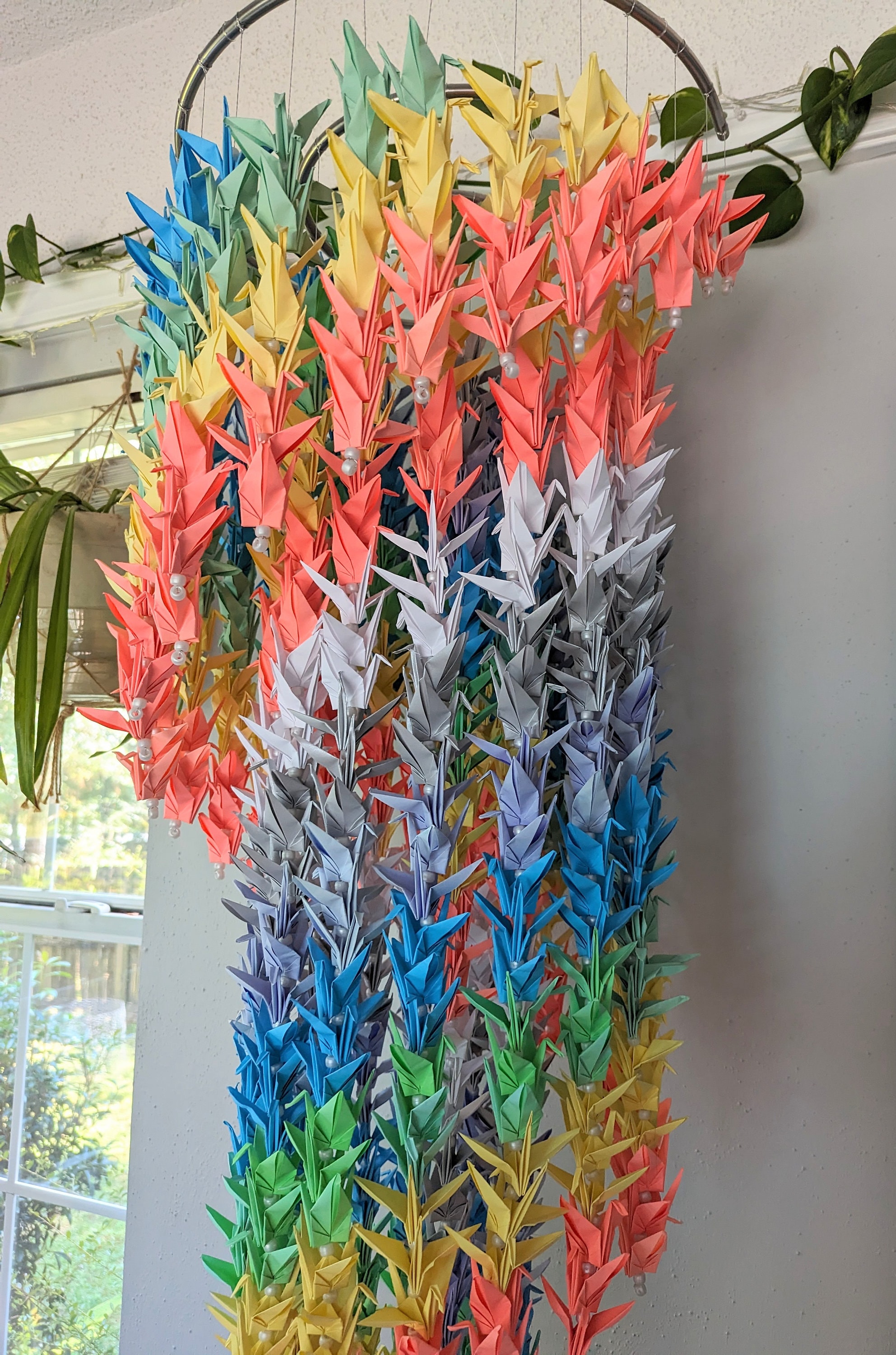 Large Origami Cranes Spinning Mobile - 'the Rainbow' - Etsy