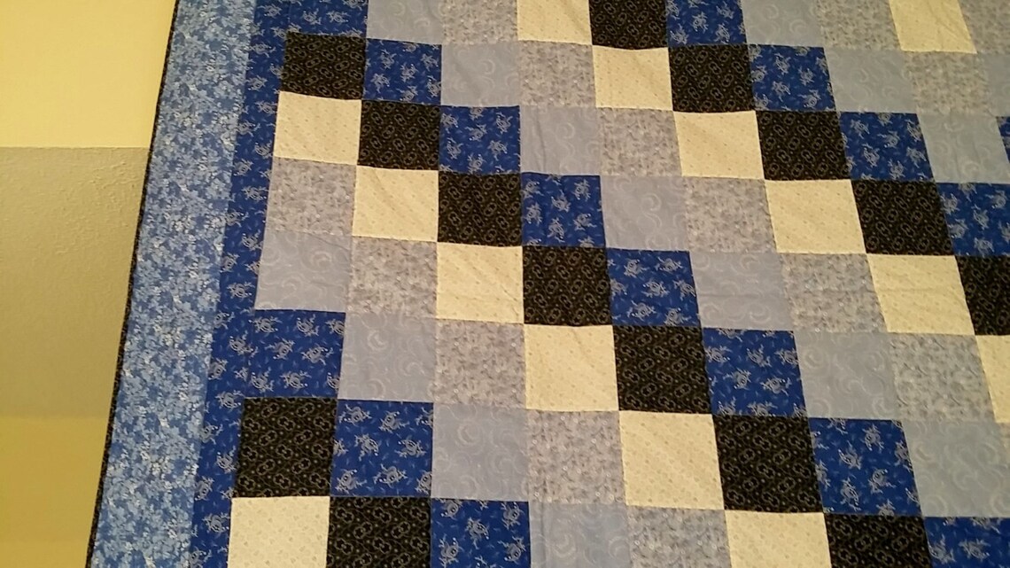 King Size Handmade Around the World Quilt, Blue - Etsy