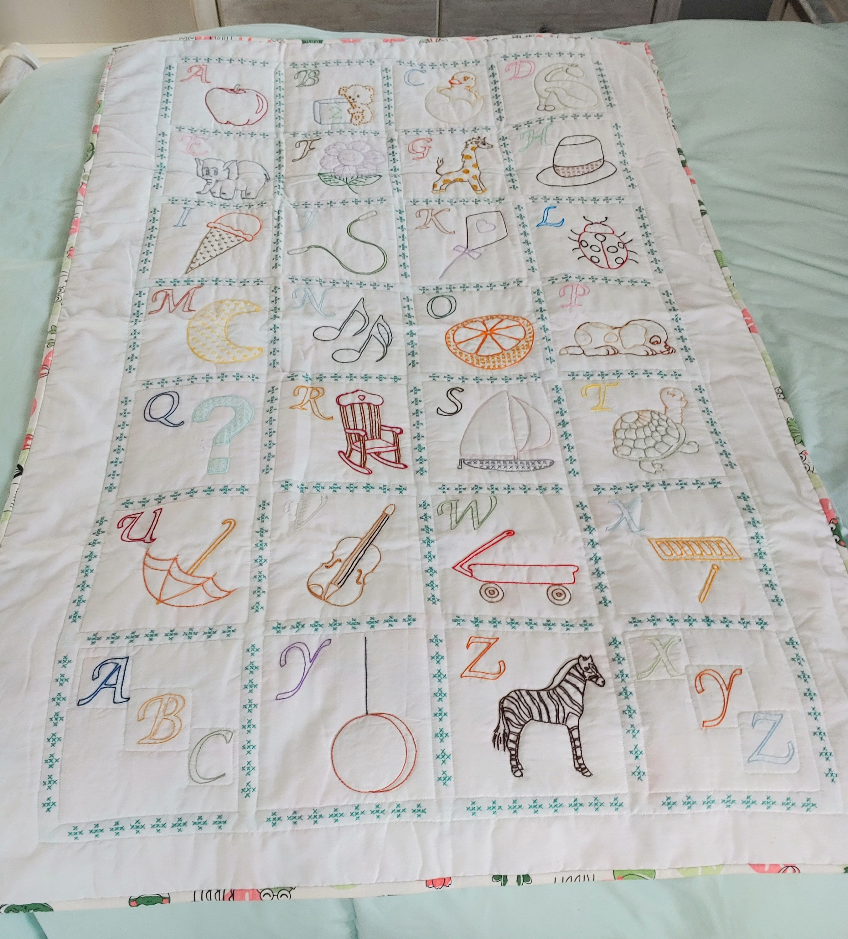 Large Hand Embroidered Animal Baby Quilt One of a Kind - Etsy