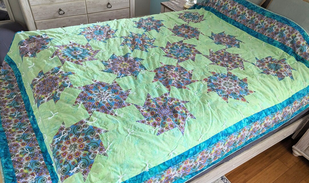 Bright Flowers Stack N Whack Handmade Quilt - Etsy
