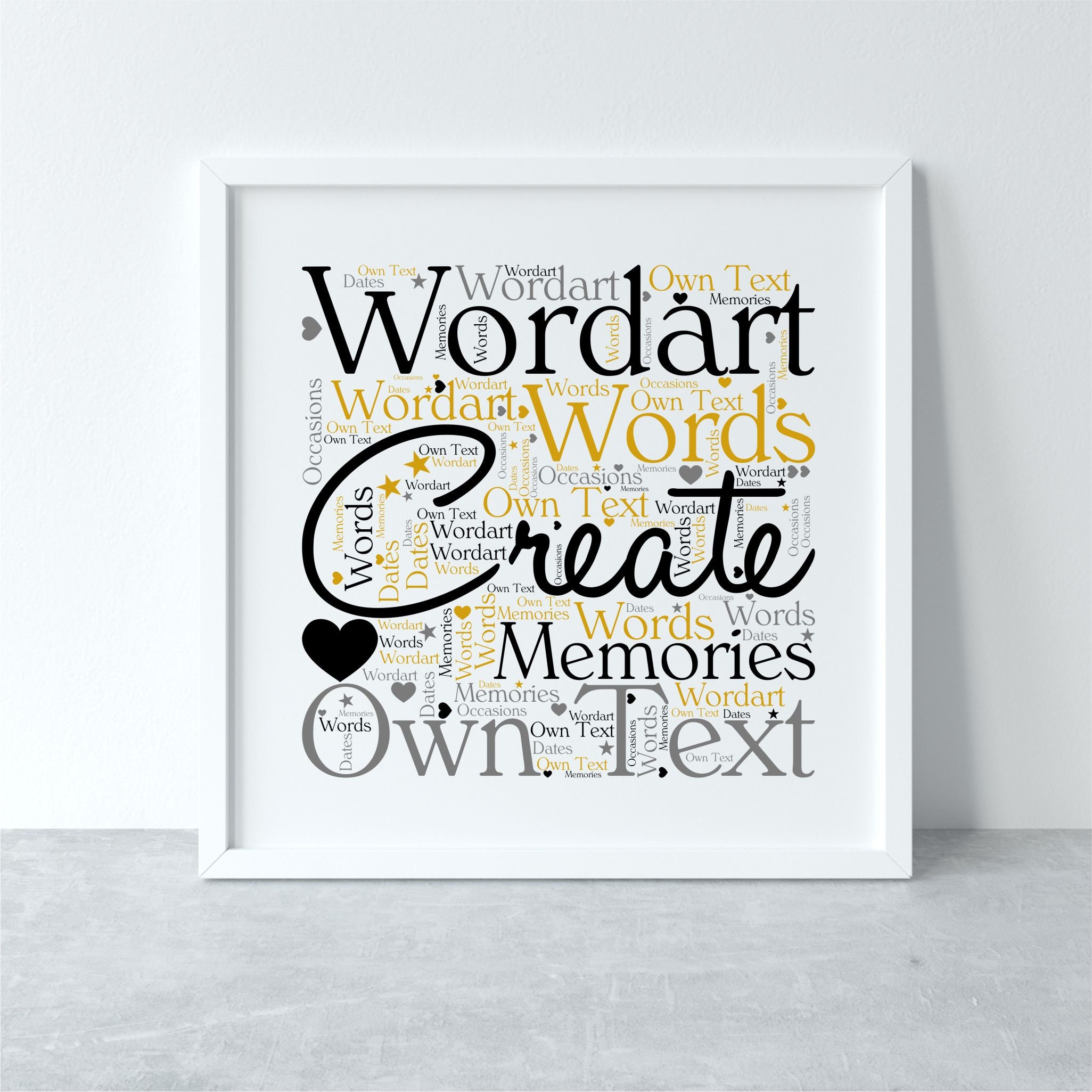 Personalised Framed Word Art Print Square Design Word Art Gift - Etsy UK
