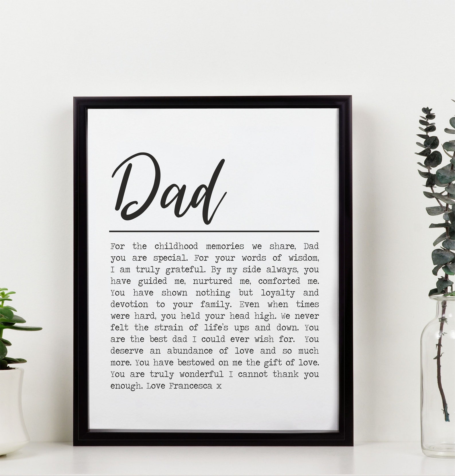 For You Dad Personalised Poem Framed Dad Poem Gift for Dad - Etsy UK