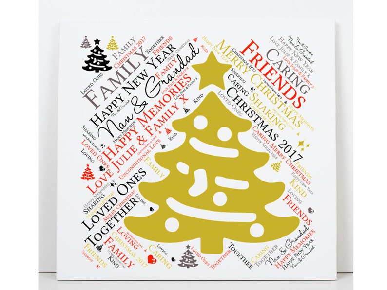 Christmas Word Art Card Christmas Tree Word Art Print Own | Etsy UK