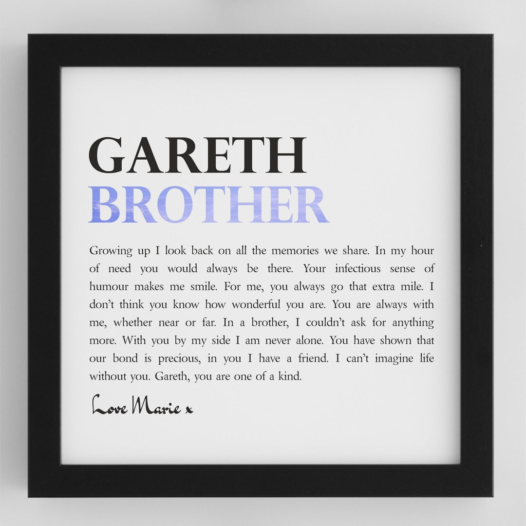 Brother Framed Poem Personalised Gift for Brother Special Brother ...