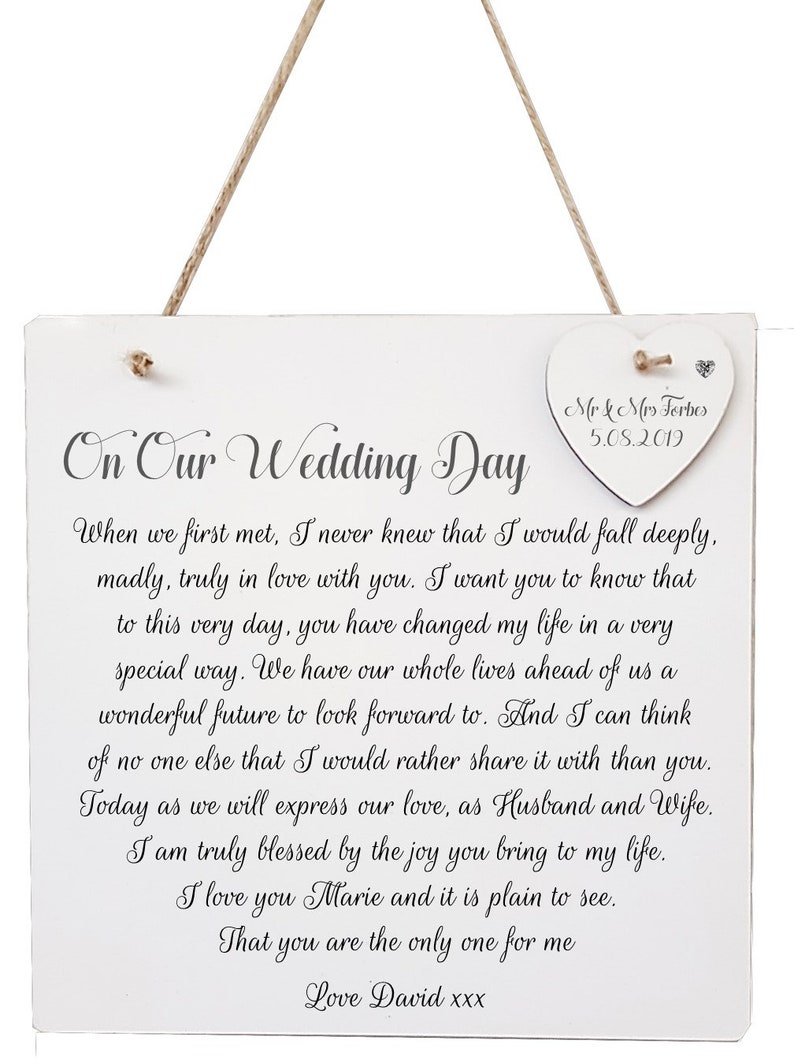 Our Wedding Day Poem Personalised Plaque Gift for Wife to Be - Etsy