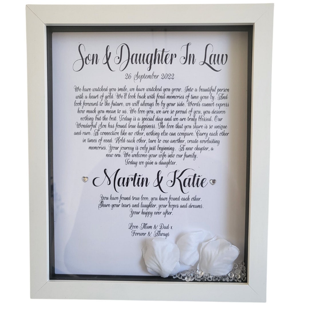 Son & Daughter in Law Framed Poem Personalised Wedding Keepsake | Gift ...