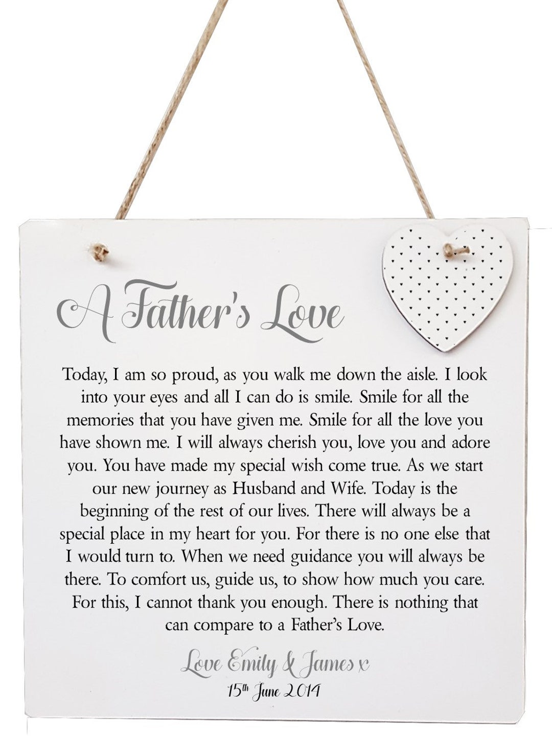 Father of the Bride Father of the Groom Wedding Plaque Wedding Poem ...
