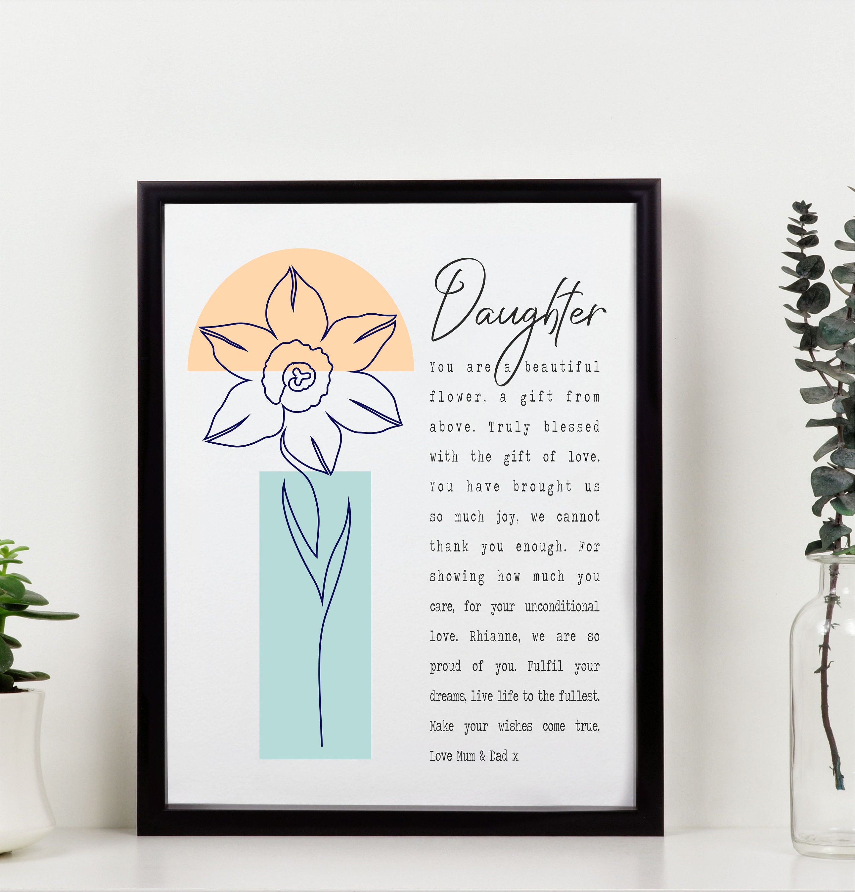Daughter Poem Gift From Above Personalised Framed Gift for | Etsy UK