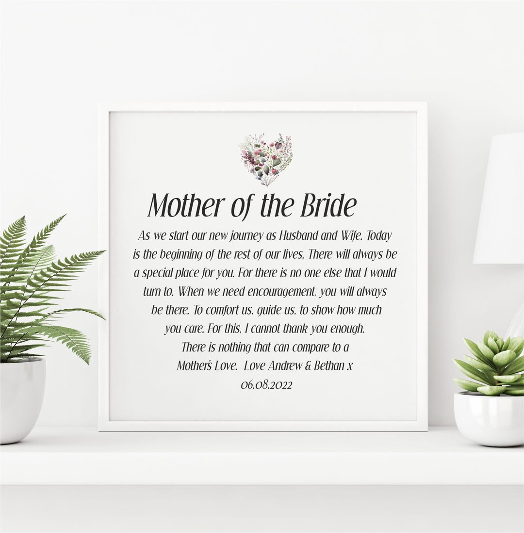 Mother of the Bride * Mother of the Groom Framed Wedding Plaque Mum ...