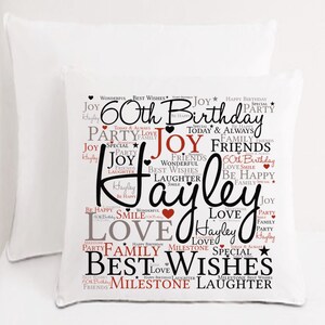 Personalised Birthday Cushion Any Age Personalise With Your Own Wording ...