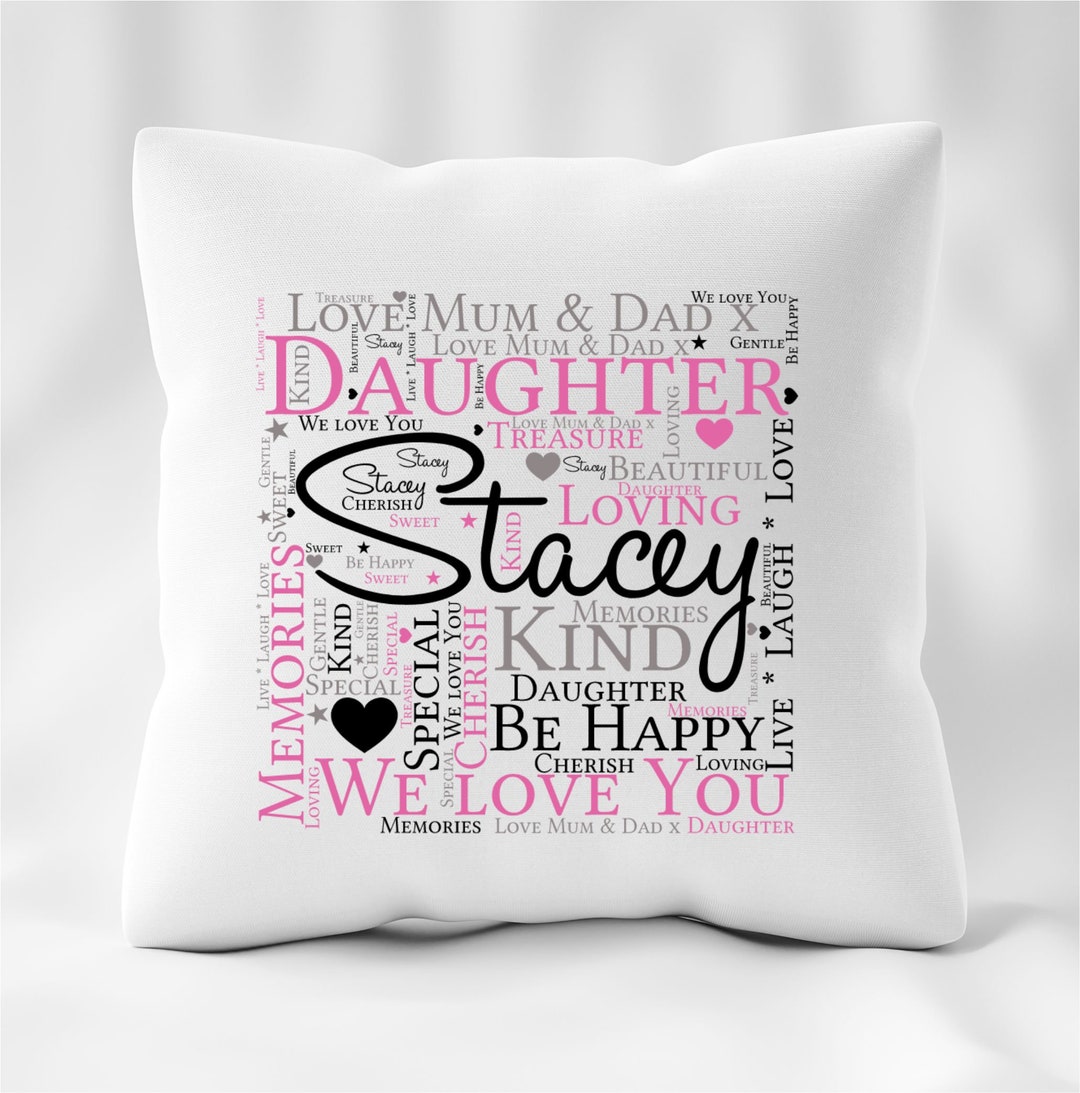 Personalised Daughter Word Art Cushion - Etsy.de