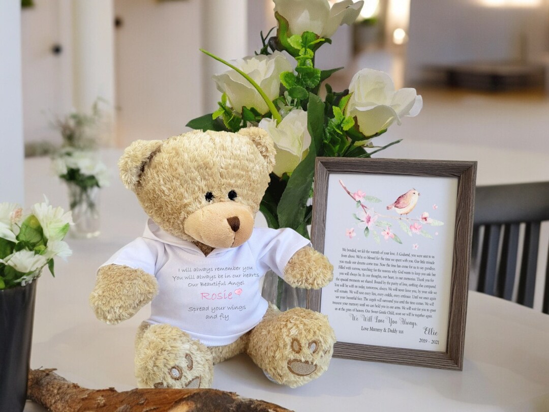 Personalised Child Memorial Tatty Teddy & Framed Poem Remembrance Gift ...