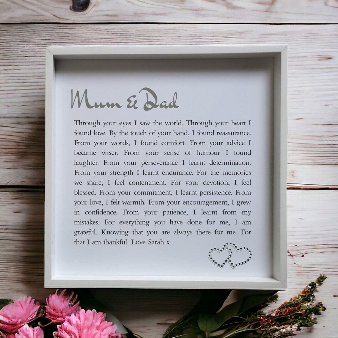 Personalised Mum & Dad Poem Framed Plaque Mum and Dad Gift Suitable for ...