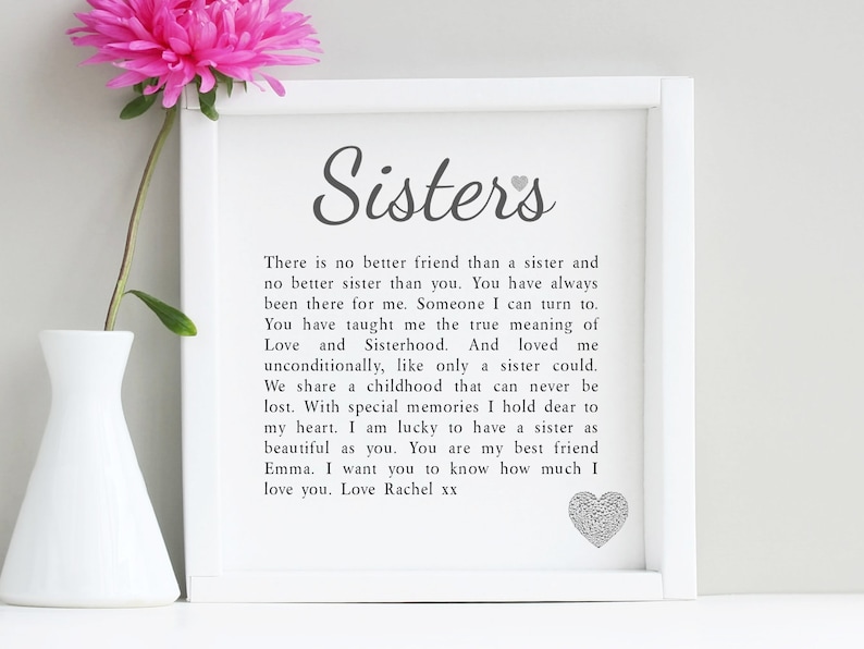 Sisters Boxed Framed Poem Personalised Sister Poem Gift for - Etsy UK