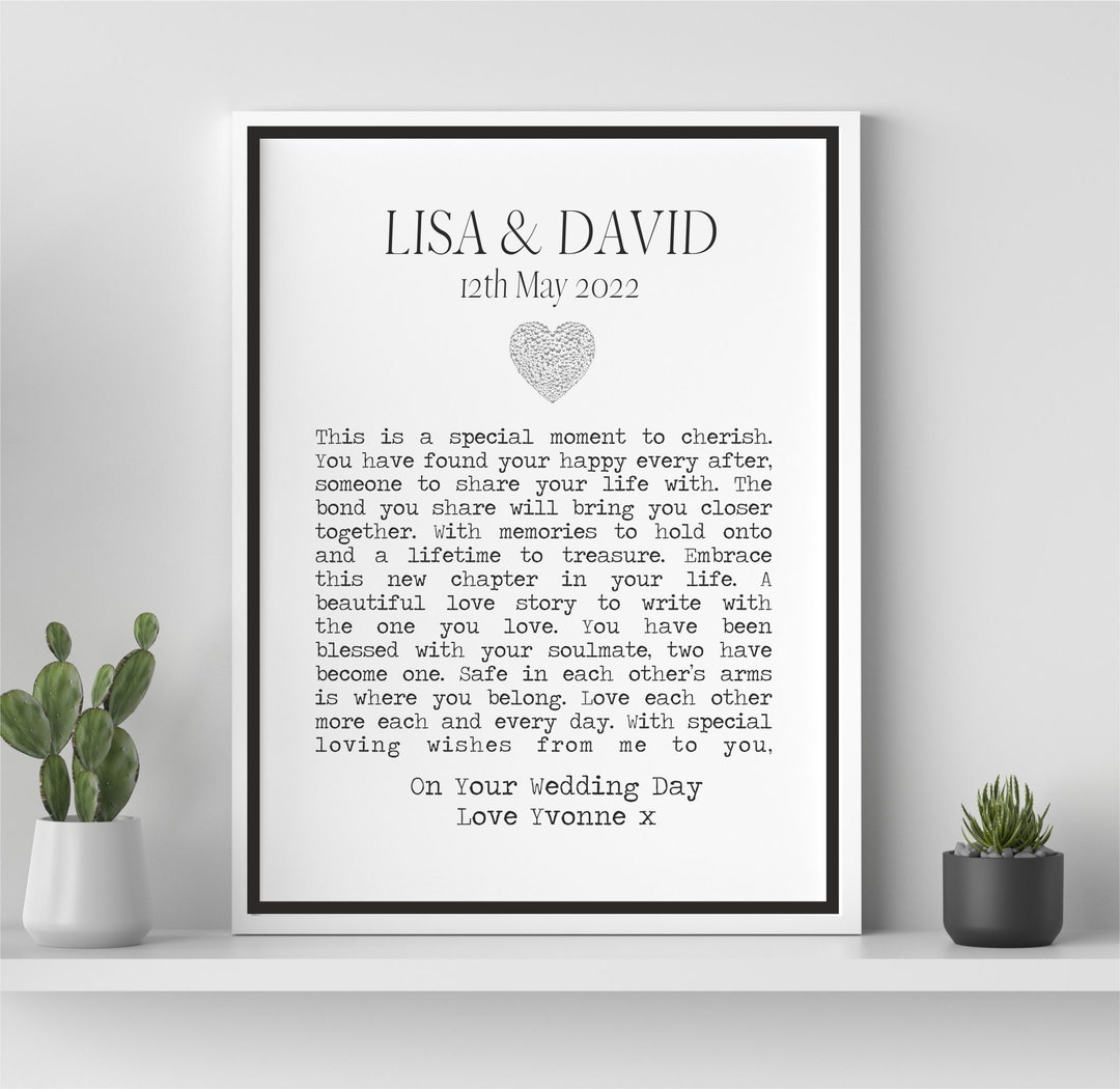 YOUR WEDDING DAY Personalised Framed Poem Frame Gift for the Bride ...