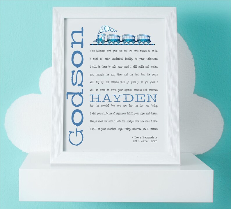 Godchild Personalised Framed Poem For Godson God Daughter | Etsy