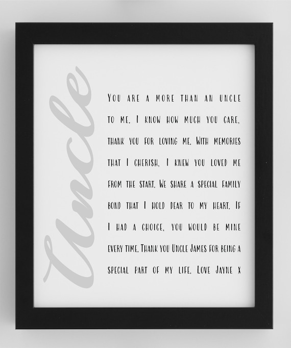 Uncle Personalised Framed Poem Uncle Poem Framed Uncle Print | Etsy