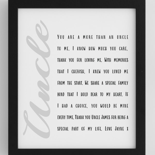 Poem for Uncle - Etsy