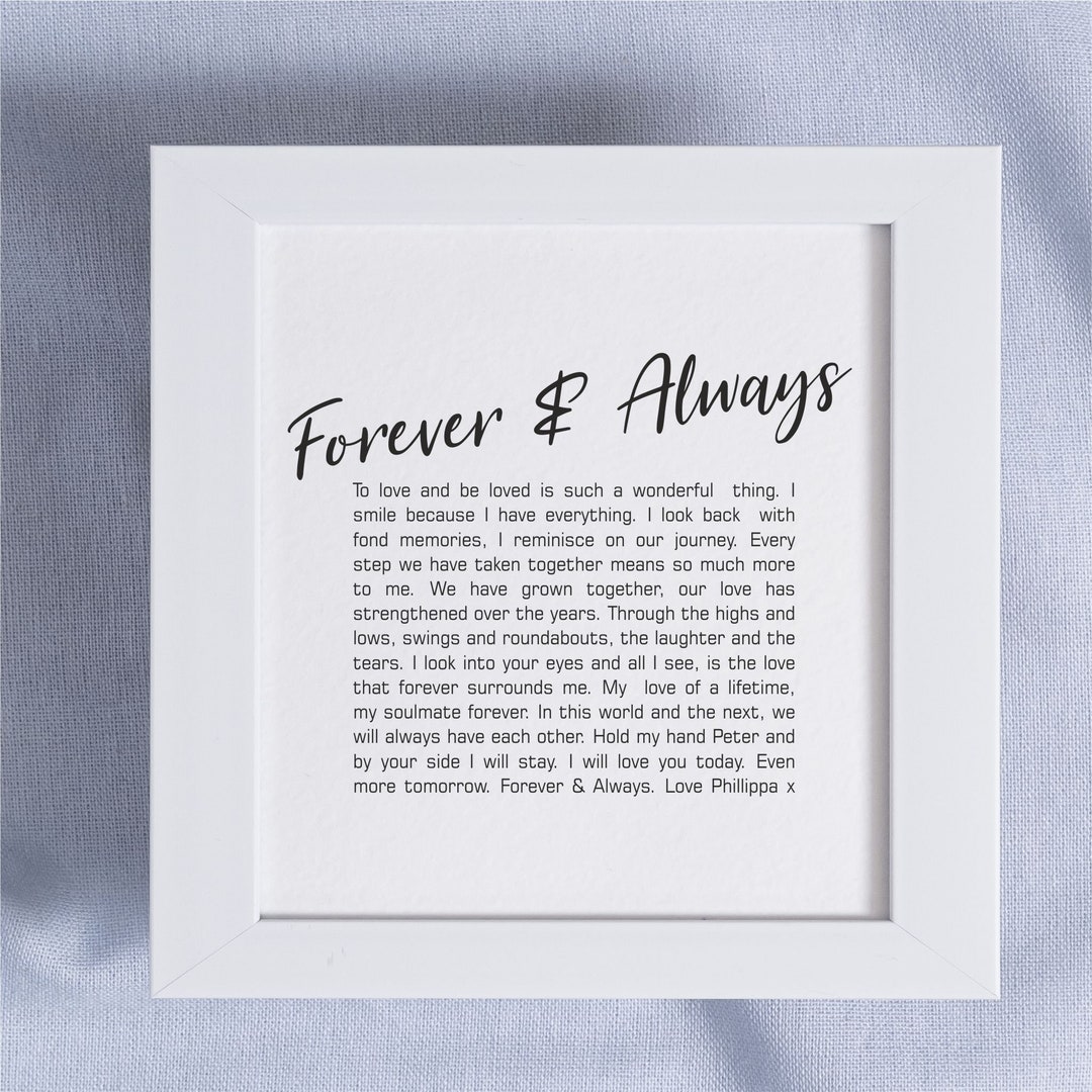 Forever & Always Personalised Mounted Love Poem Card Husband Wife ...