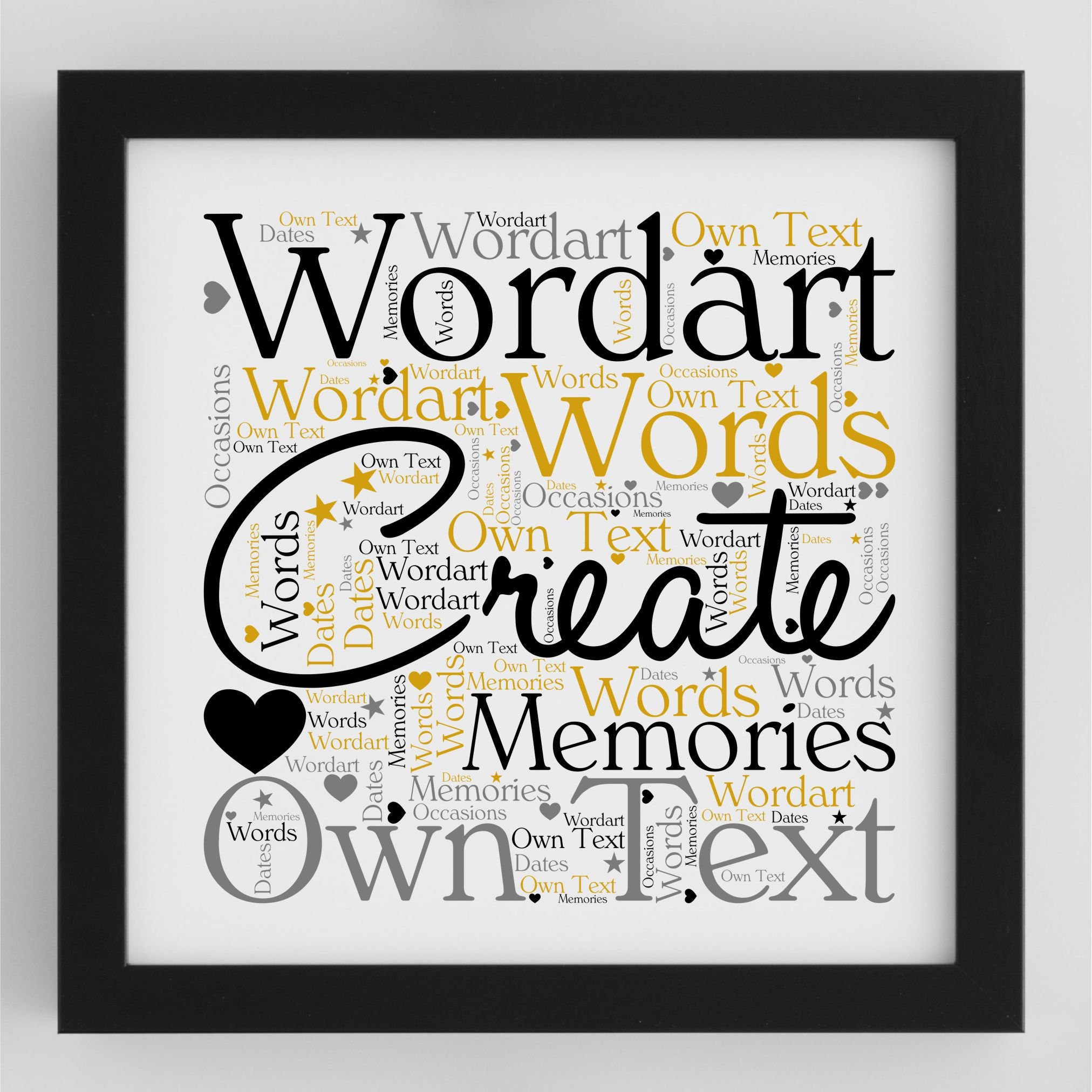 Personalised Framed Word Art Print Square Design Word Art Gift - Etsy UK