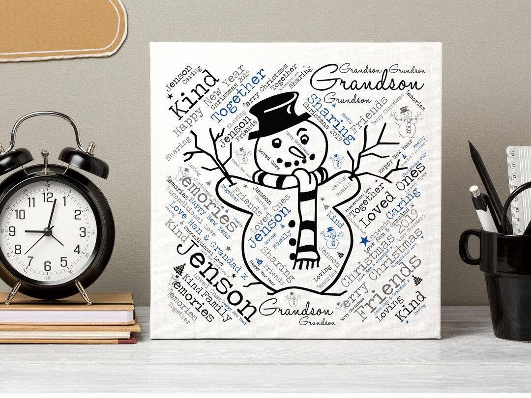 Bonhomme de neige Word Art Christmas Card Word Art Imprimer Propre ...