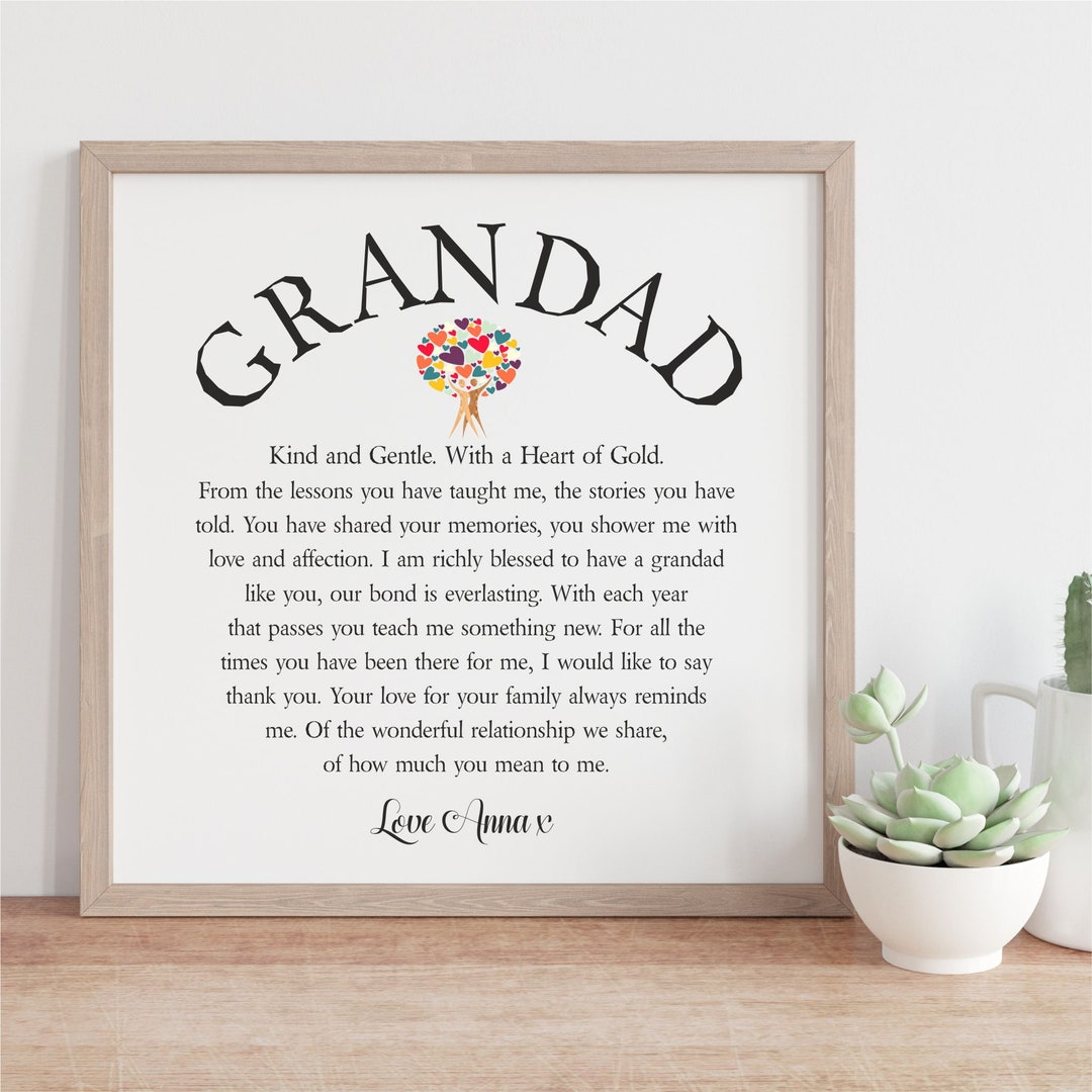 Grandad Vintage Style Personalised Metal Plaque Personalised Keepsake ...