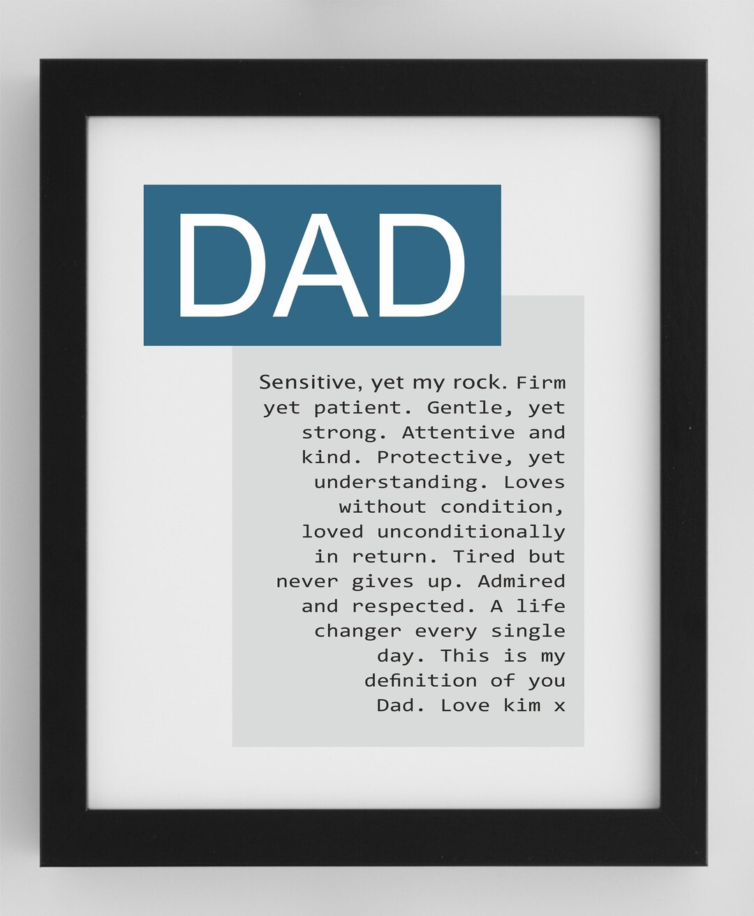Dad Definition Personalised Quote I Gift for Dad Father Poem Dad Poem ...