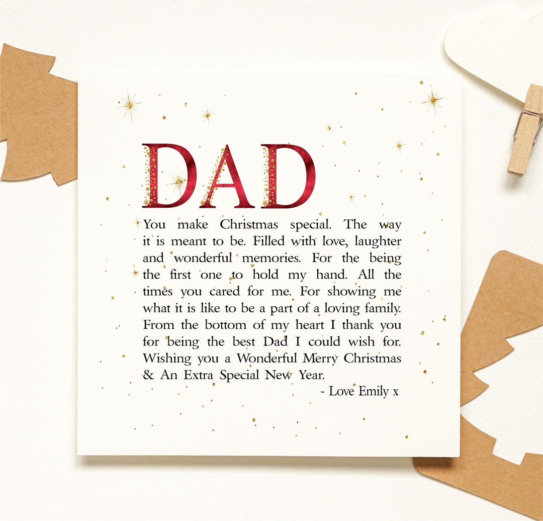 Dad Personalised Christmas Card Dad Christmas Poem Dad Christmas Verse ...