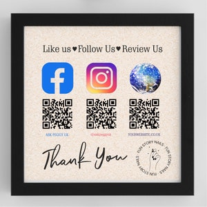 FOLLOW US Scan Me Custom Triple QR Code Glitter Frame Social Media ...