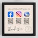 FOLLOW US Scan Me Custom Triple QR Code Glitter Frame Social Media ...