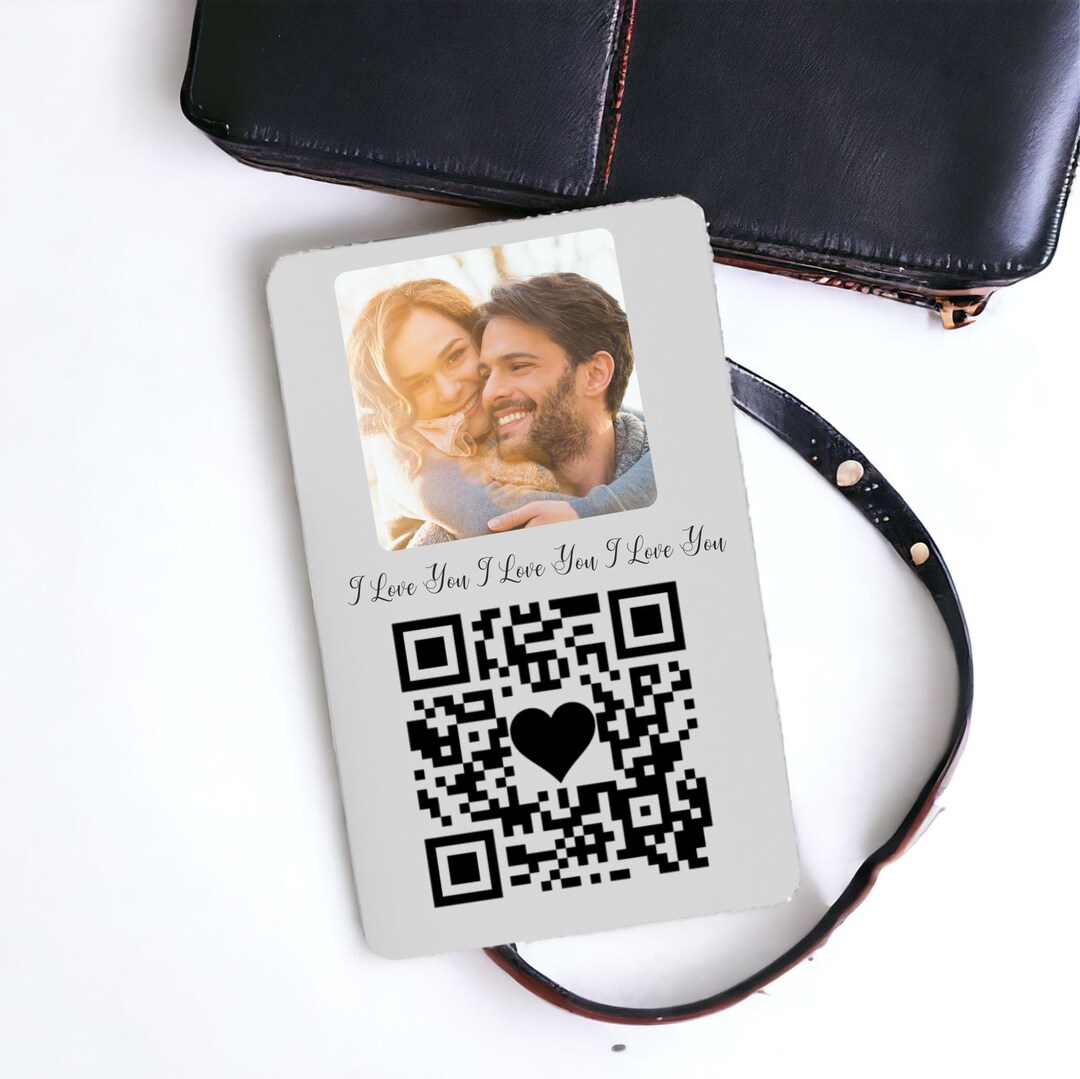 Love You QR Code Metal Wallet Card Card Love Poem for Him | for Her ...