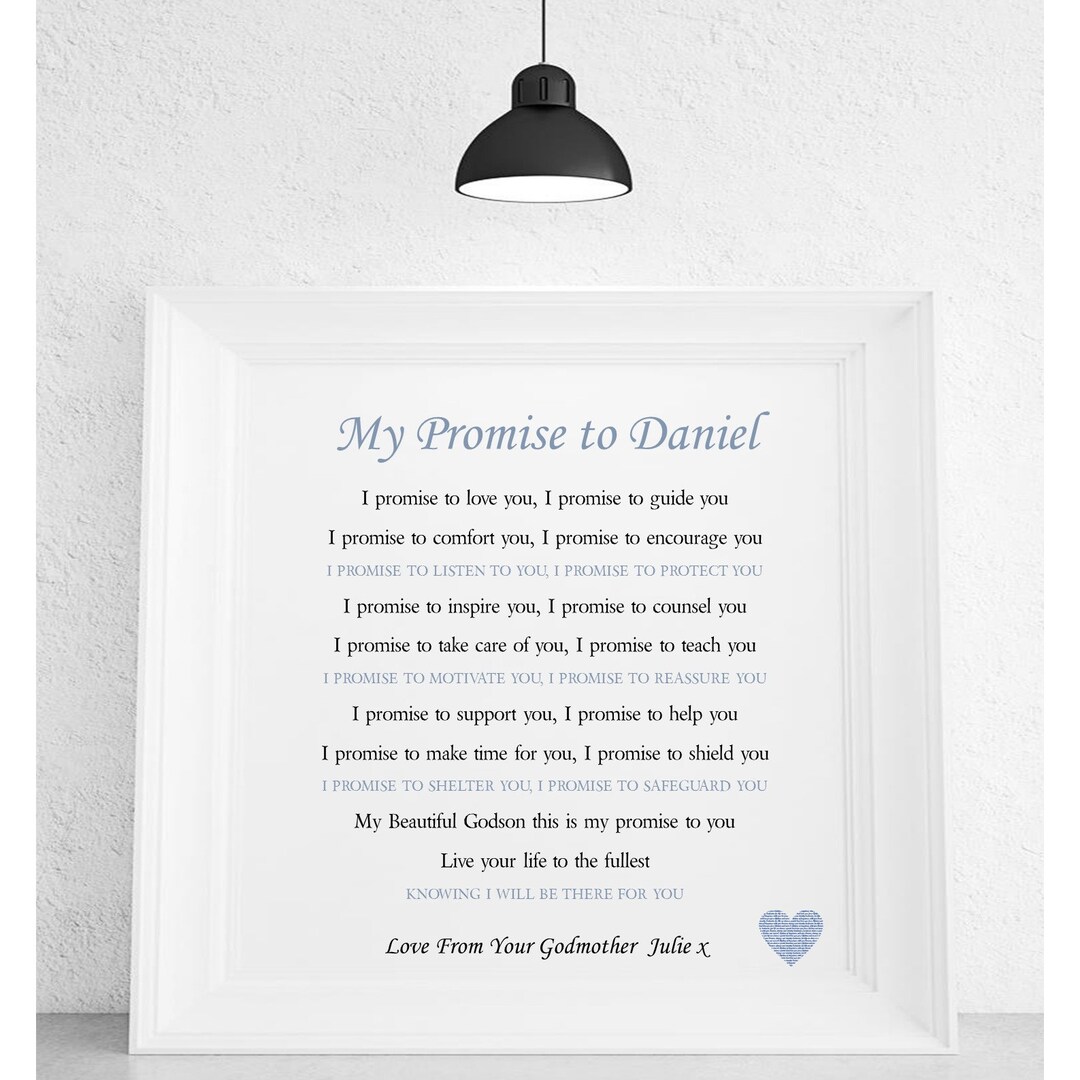 Godchild Personalised Framed Poem I PROMISE for Godson God - Etsy