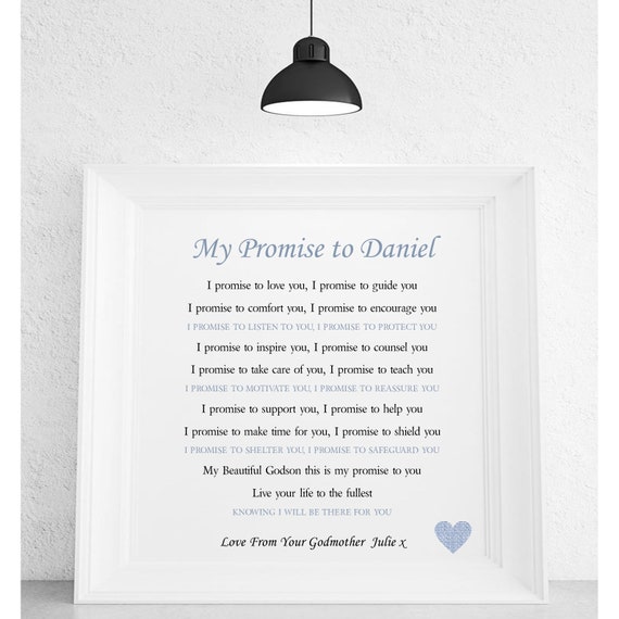 Godchild Personalised Framed Poem I PROMISE for Godson God | Etsy