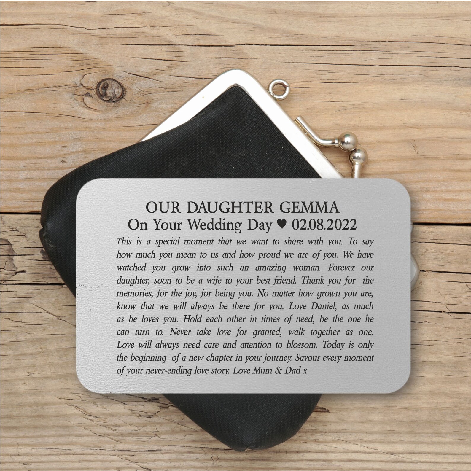 Personalised Daughter on Your Wedding Day Wallet Card - Etsy