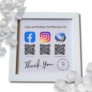 FOLLOW US Scan Me Custom Triple QR Code Glitter Frame Social Media ...