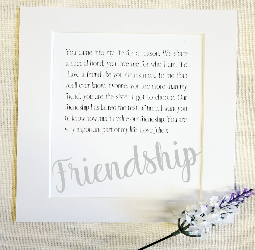 FRIENDSHIP Poem Personalised Mounted Card | for Best Friend Gift for ...