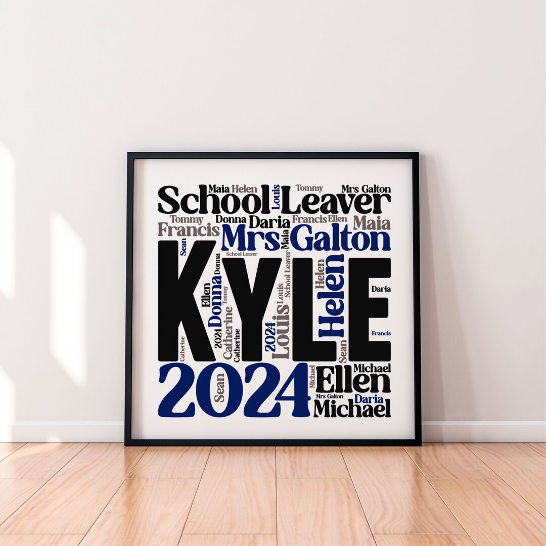 End of Year Personalised Framed Word Art Print Square Design Own Text ...