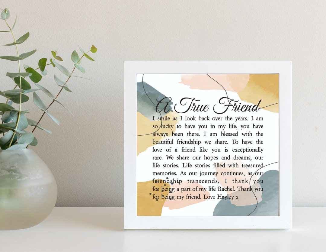 Friendship Poem Gift for Friend Special Friend Poem Personalised Frame ...