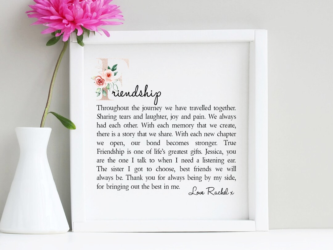 Friendship Poem Personalised Frame Friend Poem | Gift for Friend | Best ...